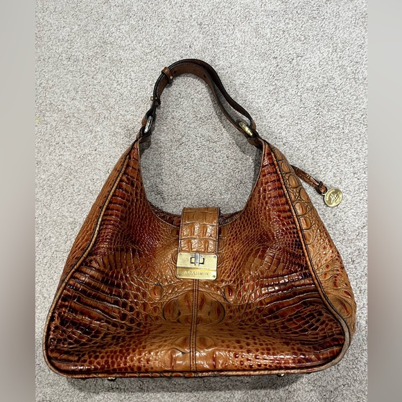 Brahmin | Bags | Brahmin Pecan With Gold Hardware Melbourne Crocodile ...